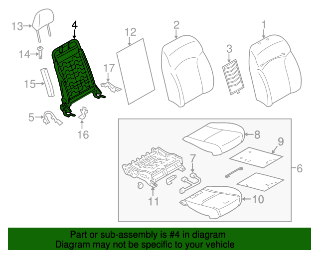 2012-2017 Subaru Seat Back Frame 64110FJ031 | Subaru Parts Plus