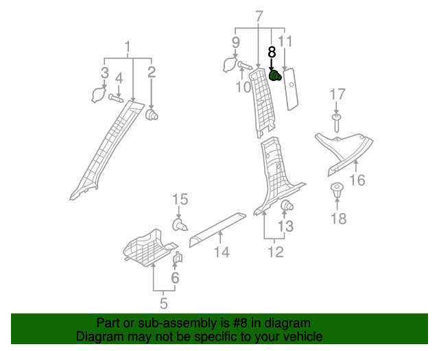 0K34A-68401 - Upper Center Pillar Trim Clip 2008-2017 Kia | Kia.Parts Store