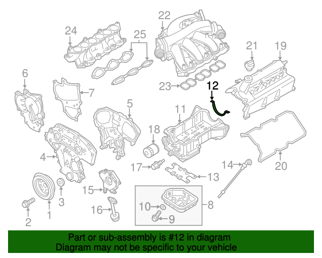 15066-3TA0A - Engine Oil Pan Gasket 2013-2020 Nissan | Nissan Parts ...