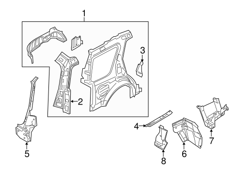 Inner Structure for 2008 Ford Taurus X | Ford Parts Catalog