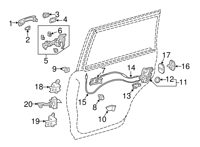 2016-2021 Lexus LX570 Handle Base 69204-60020 | OEM Parts Online