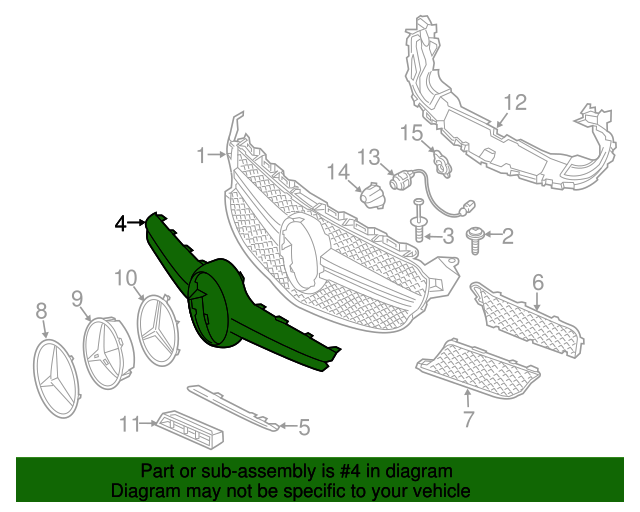 205-888-06-60 - Grille Molding 2015-2018 Mercedes-Benz ...