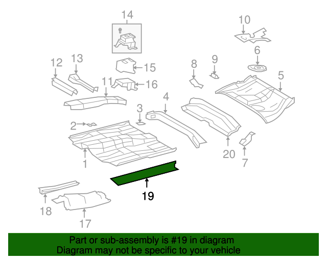 57401-12610 - Floor Side Rail - 2009-2013 Toyota Corolla | Sparks Parts