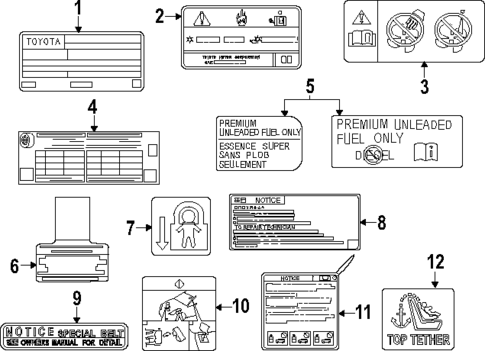 Labels for 2023 Toyota GR Corolla | Longo Toyota Parts