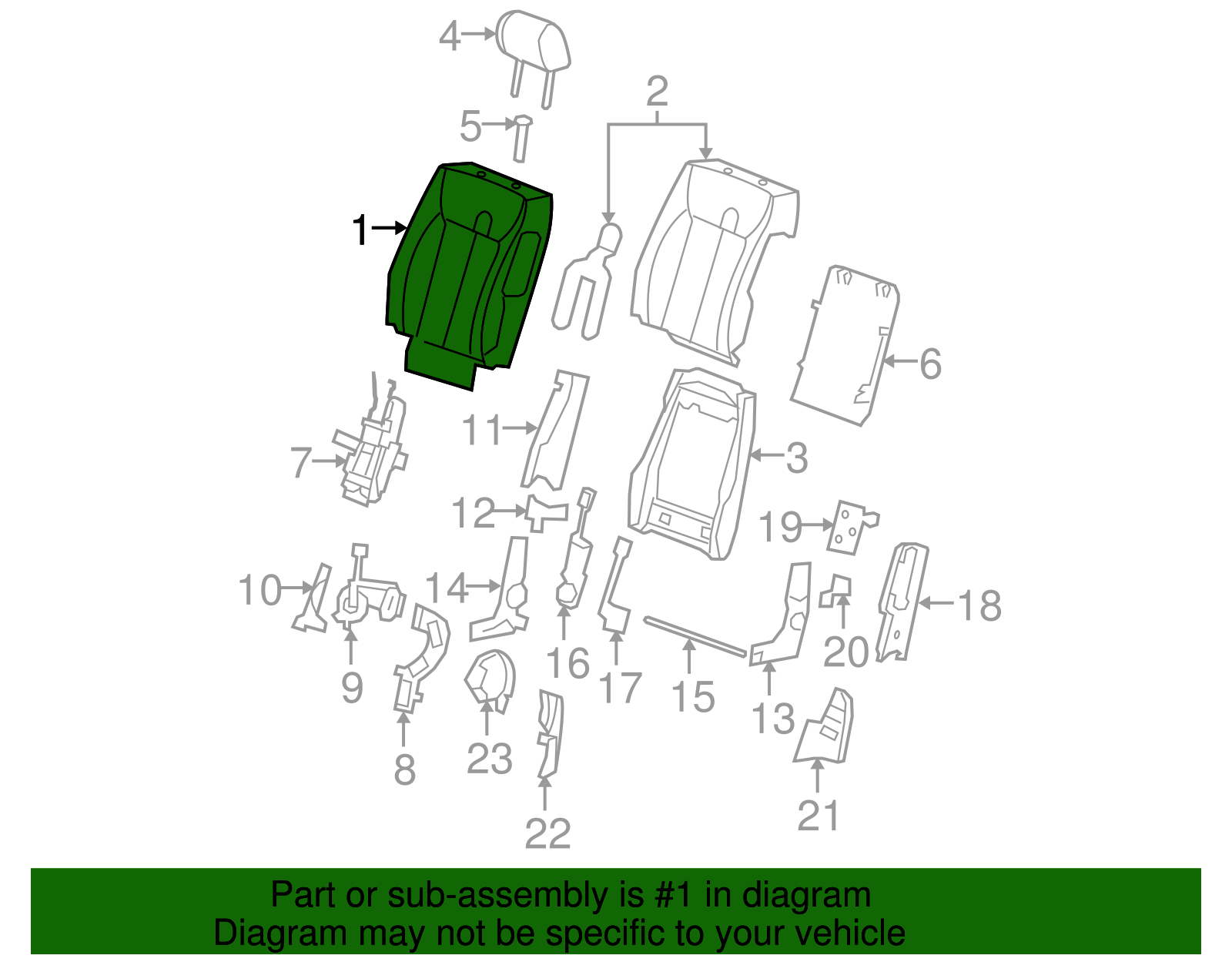 25984371 - Ebony Driver Seat Back Cushion Cover 2006-2011 Cadillac DTS ...