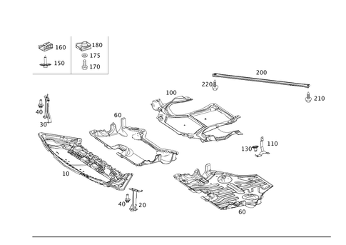 Engine Compartment Lining, Gasoline Vehicles for 2014 Mercedes-Benz ...