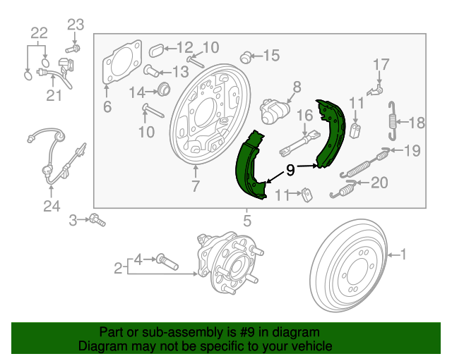 Genuine Brake Shoes for 2017-2020 Hyundai Elantra | Part# 58350-F3A00 ...