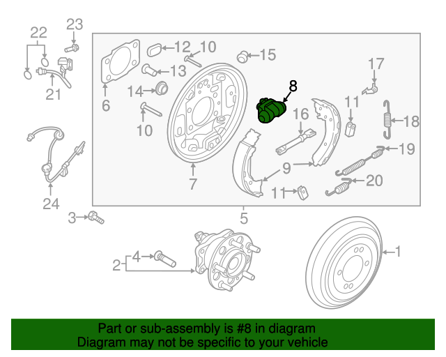 58330-3X000 - Drum Brake Wheel Cylinder 2017-2024 Hyundai ...