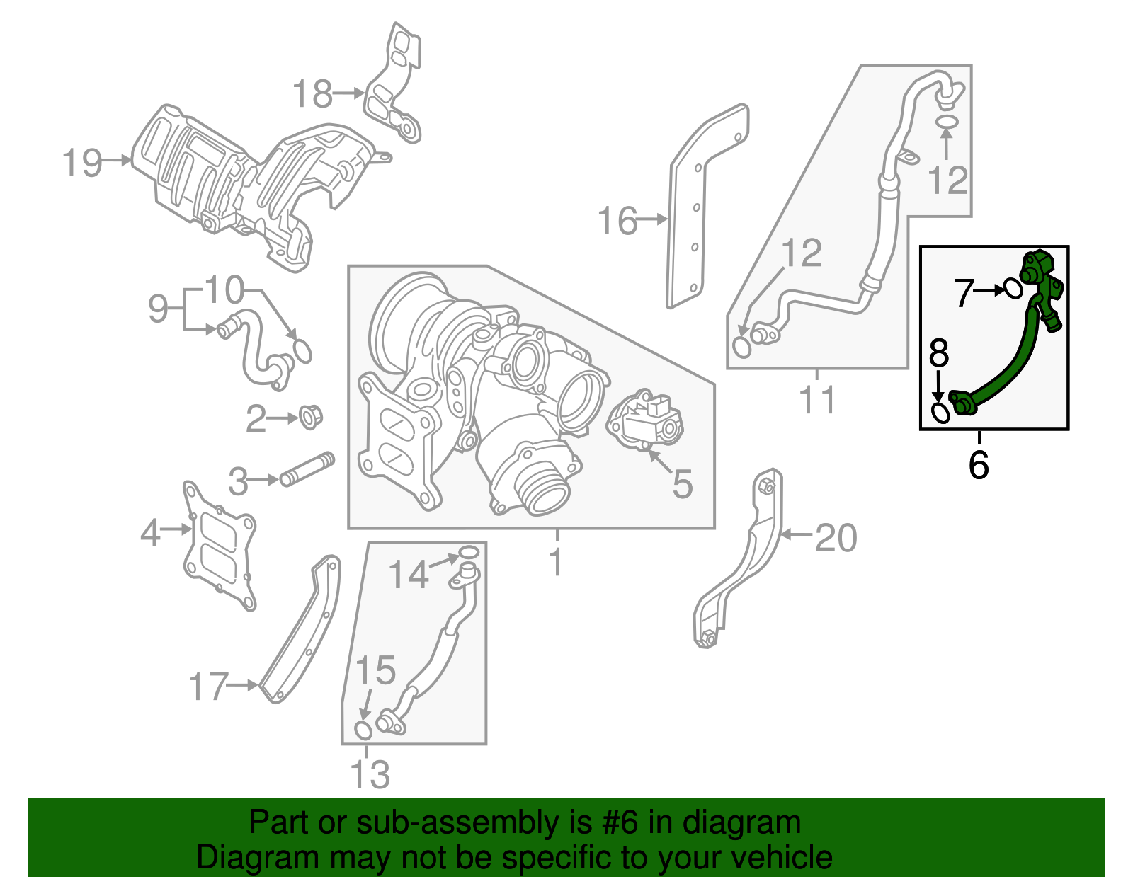 2015-2019 Volkswagen Water Inlet Pipe 06K-121-497-BD | OEM VW Parts Haus
