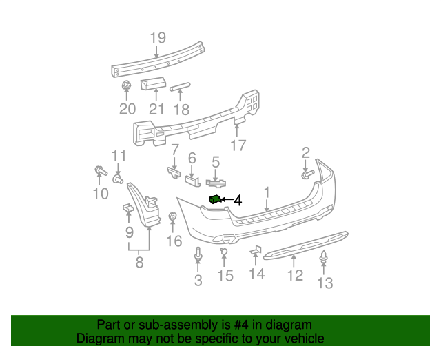 2008-2010 Toyota Highlander Bumper Cover Side Support 52154-48010 ...