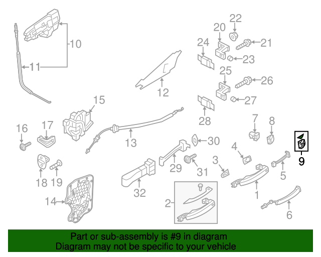 2015-2018 Audi Exterior Door Handle Cover 4H0-837-879-C-GRU | Audi USA ...