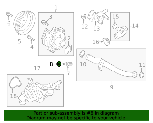 2000-2020 Mazda Engine Coolant Temperature Sensor O-Ring 9956-41-200 ...