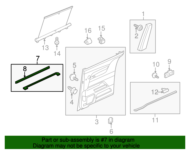 83705-TK8-A02ZB - Flange, R Sunshade Weatherstrip *NH597L* (Dark Atlas ...