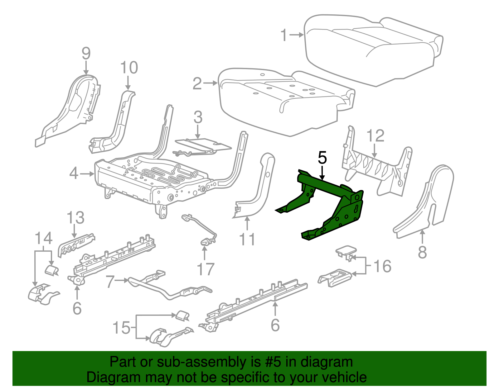 2017-2019 Cadillac XT5 Rear Seat Frame 13511538 GM | GMPartsDirect.com