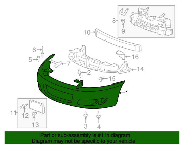 2006-2016 Chevrolet Front Bumper Cover 89025048 GM | GMPartsDirect.com