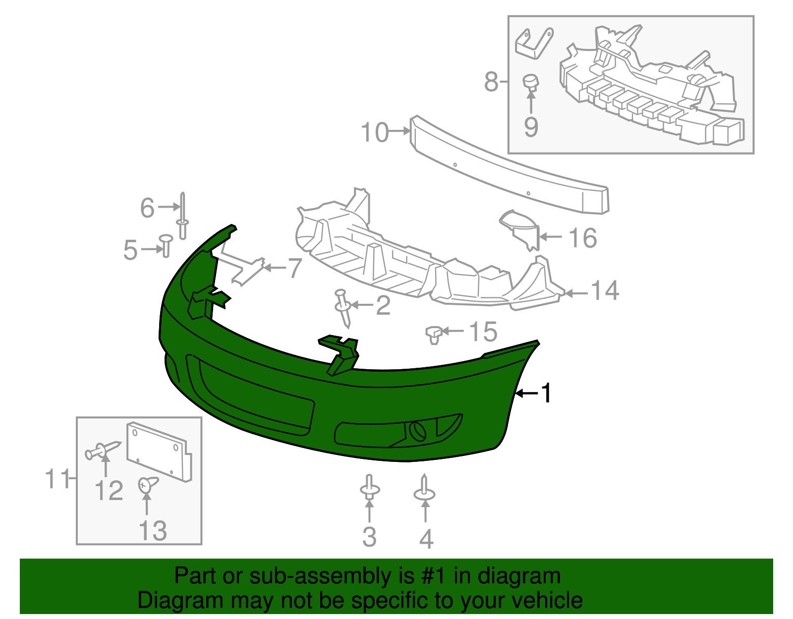 2006-2016 Chevrolet Front Bumper Cover 89025048 GM | GMPartsDirect.com