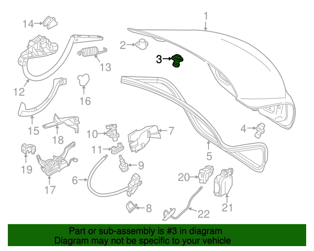 205-750-01-89 - Trunk Lid Upper Retainer 2015-2021 Mercedes-Benz ...