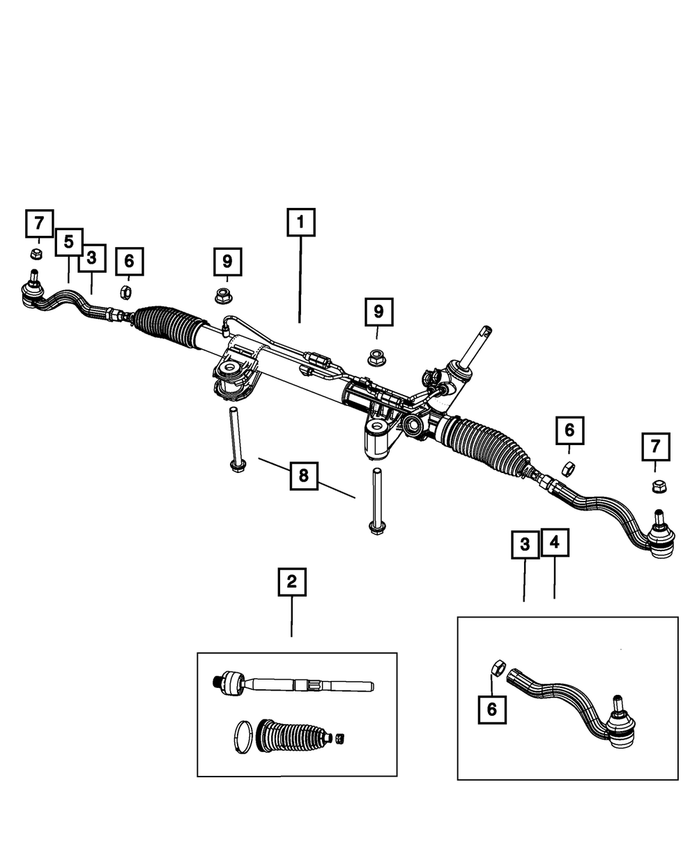 2011-2015 Mopar Outer End Tie Rod Kit, Right 68069646AB | Mopar eStore