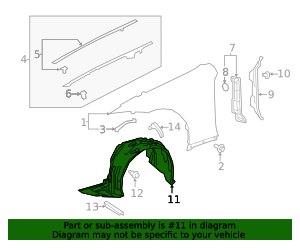 2018-2024 Lexus Fender Liner 53806-11020 | OEM Parts Online