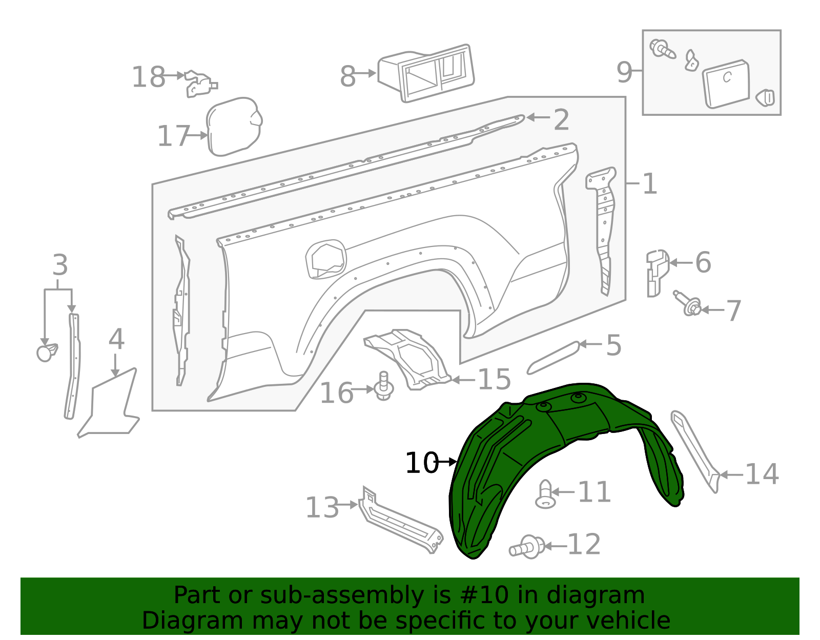 2016-2023 Toyota Tacoma Wheelhouse Liner 65637-04060 | Toyota Parts Center