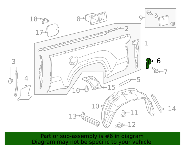 2016-2023 Toyota Tacoma Corner Trim 62572-04020 | Toyota Parts