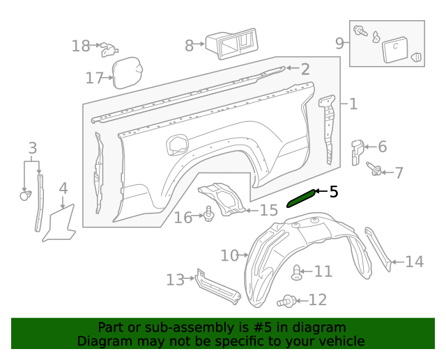 2016-2023 Toyota Tacoma Side Panel Protector 76927-04010 | Toyota Parts