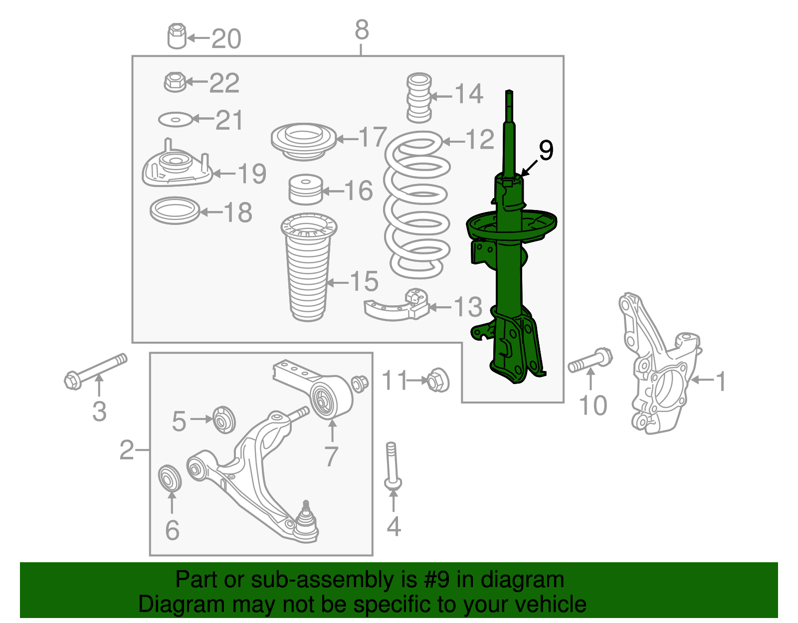 51605-SZA-A02 - 2009-2015 Honda Pilot - Shock Absorber Unit R Front ...