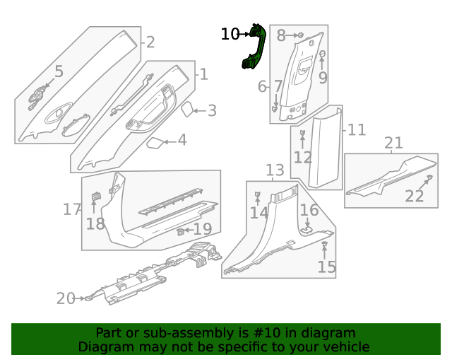 2021-2022 GM Jet Black Driver Side Center Pillar Assist Handle 84700936 ...