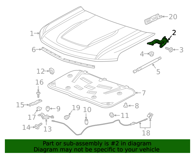 2019-2023 Chevrolet Passenger Side Hood Hinge 84500495 | GMPartsDirect.com