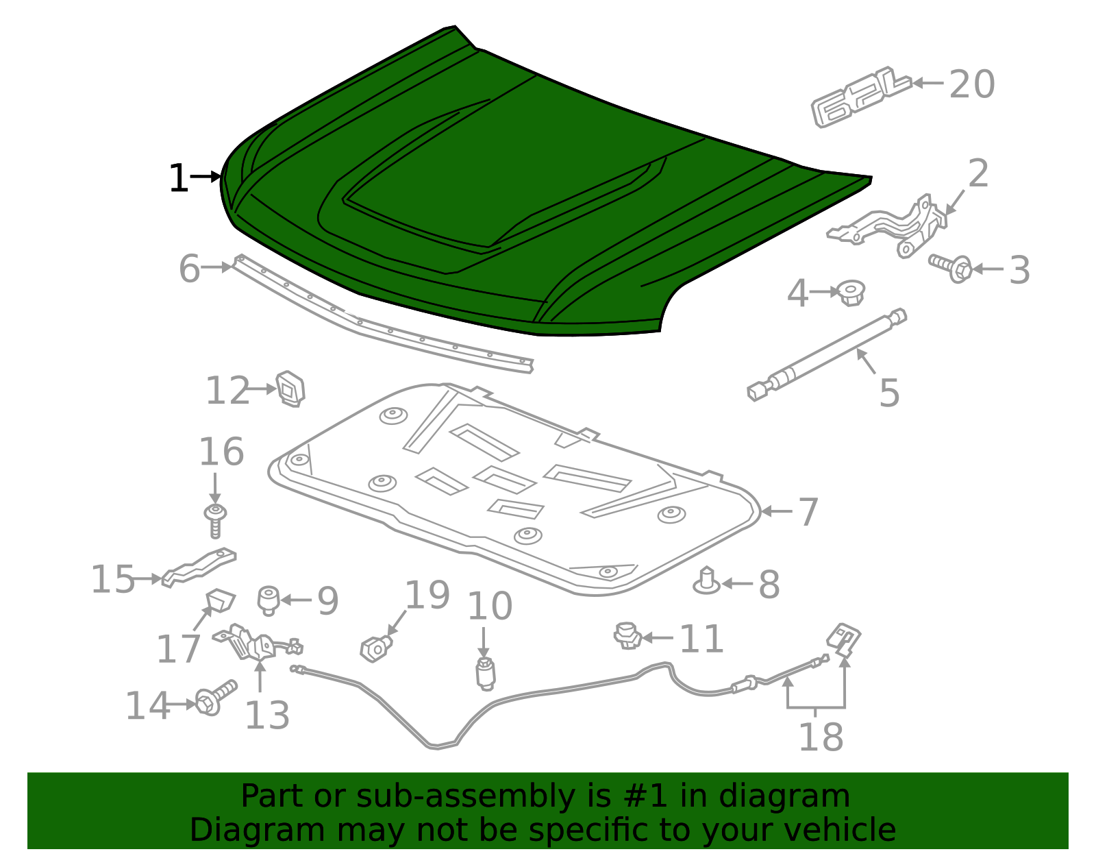 2019-2025 Chevrolet Hood 84610675 GM | GMPartsDirect.com