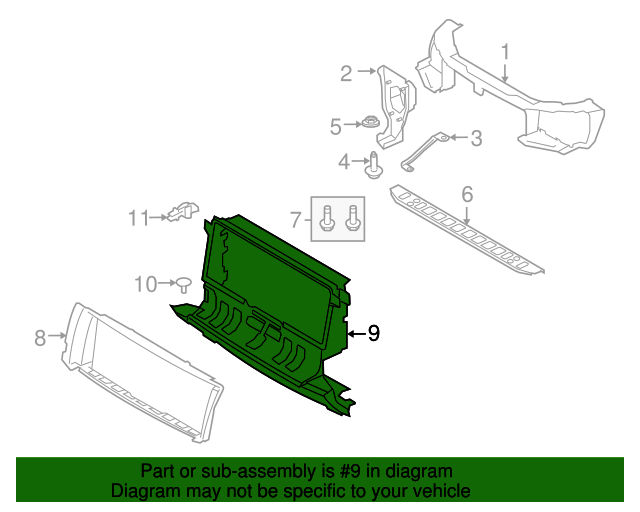 LR032230 - Radiator Support Air Deflector 2013-2015 Land Rover LR2 ...