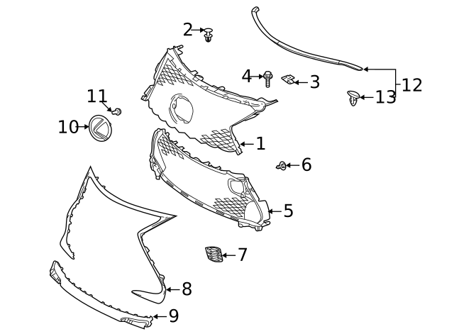 53121-24040 - Grille Molding 2015-2019 Lexus RC F | AutoNationParts.com