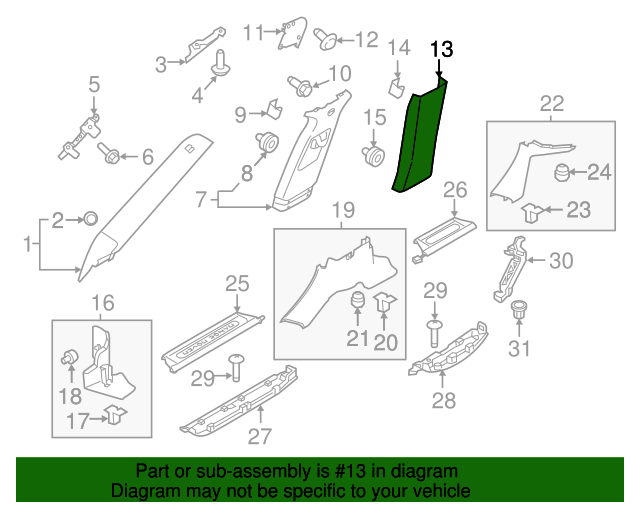 2013-2021 Land Rover Range Rover Lower Pillar Trim LR035795 | OEM Parts ...