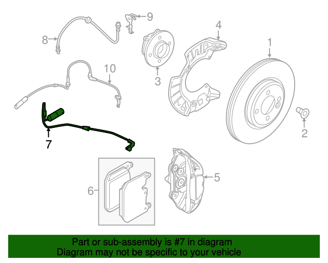 2014-2024 Mini Brake pad wear sensor, front left 34-35-6-887-827 ...