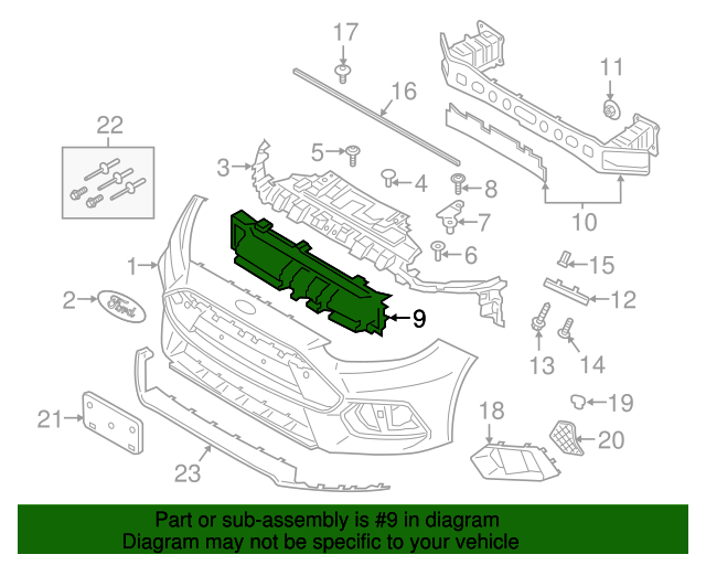 2016-2018 Ford Focus Energy Absorber G1EZ-17C882-A | TascaParts.com
