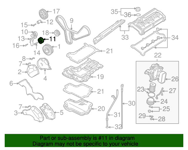 2001-2006 Audi Engine Timing Belt Tensioner Pulley 077-109-485-F | Audi ...