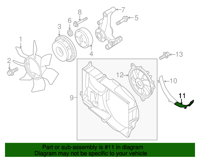 2012-2019 Nissan Shroud Radiator Lower 21477-9JE0B | TascaParts.com
