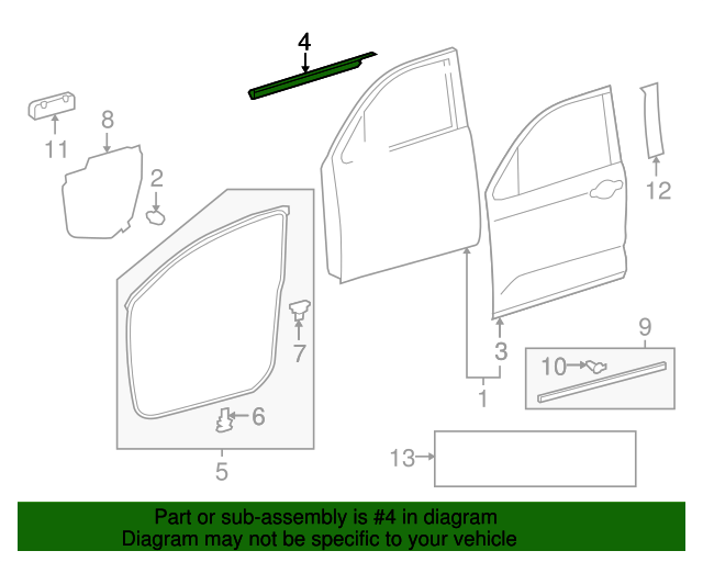 2007-2022 Toyota Weatherstrip Assembly, Front Door Glass, Outer Left ...
