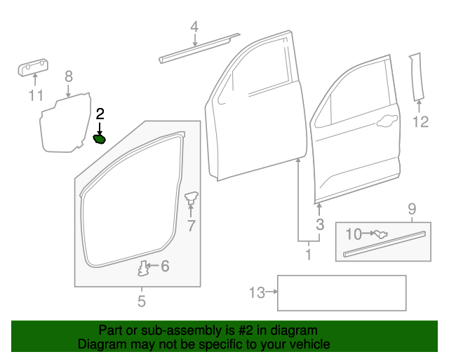 2002-2023 Toyota Door Shell Bumper 90084-54012 | Toyota Parts