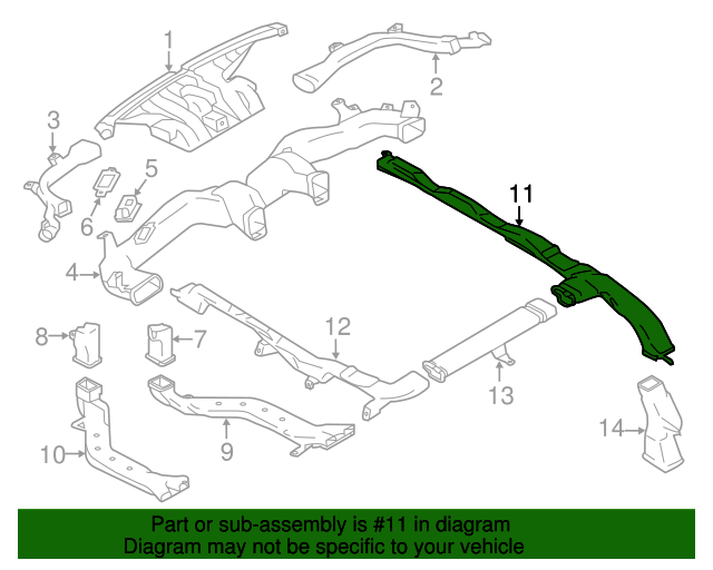 2011-2017 Nissan Quest Upper Duct 27980-1JA0A | TascaParts.com