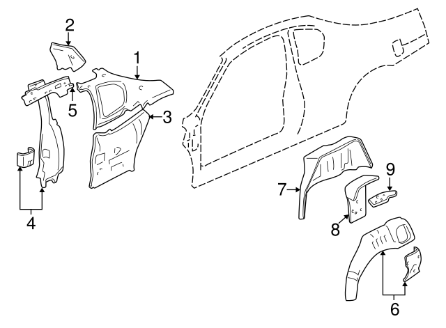 2000-2007 Chevrolet Monte Carlo Panel Qtr Inr Upr Rh 19121062 ...