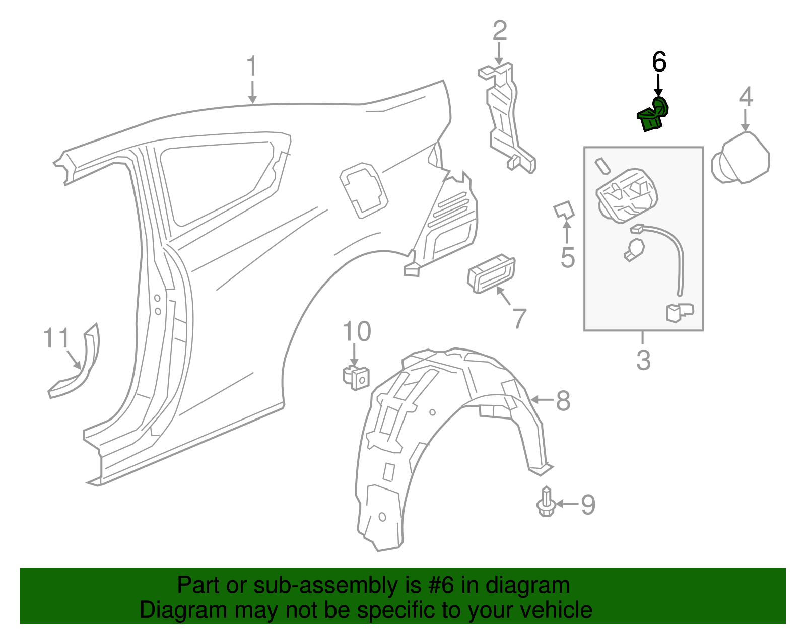 74490-T3L-A01 - Fuel Door Bumper 2013-2017 Honda Accord | Honda Parts ...