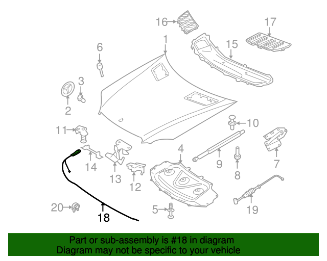 2006-2012 Mercedes-Benz Hood Release Cable 164-880-02-59 ...