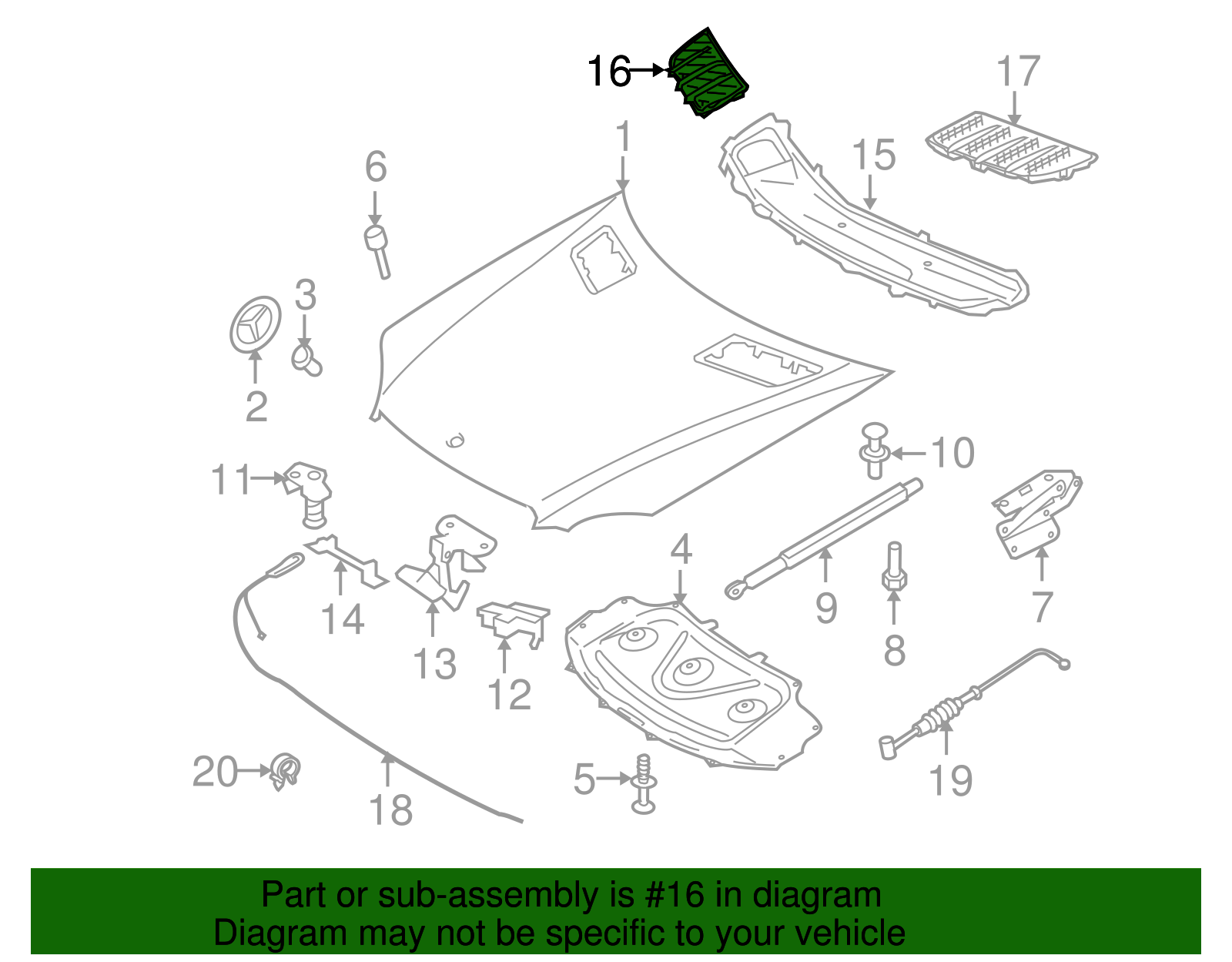 164-880-44-05 - Hood Scoop 2006-2012 Mercedes-Benz | AutoNation Parts