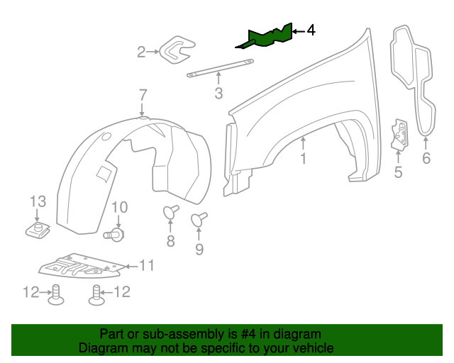 2007-2014 GM Fender Upper Bracket 15870422 | TascaParts.com