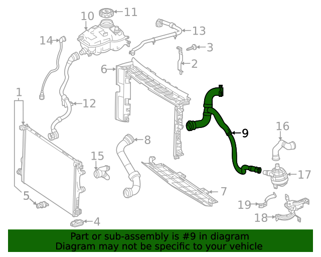 177-501-16-01-64 - Radiator Coolant Hose 2019-2023 Mercedes-Benz ...