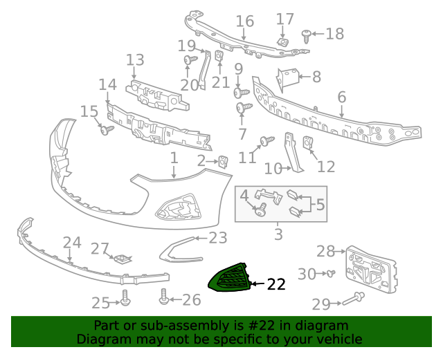 2019 Chevrolet Cruze Front Passenger Side Fog Lamp Bezel 42550376 GM ...