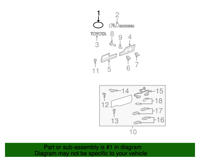 2007-2014 Toyota FJ Cruiser Emblem 75471-42030 | Toyota Parts Center