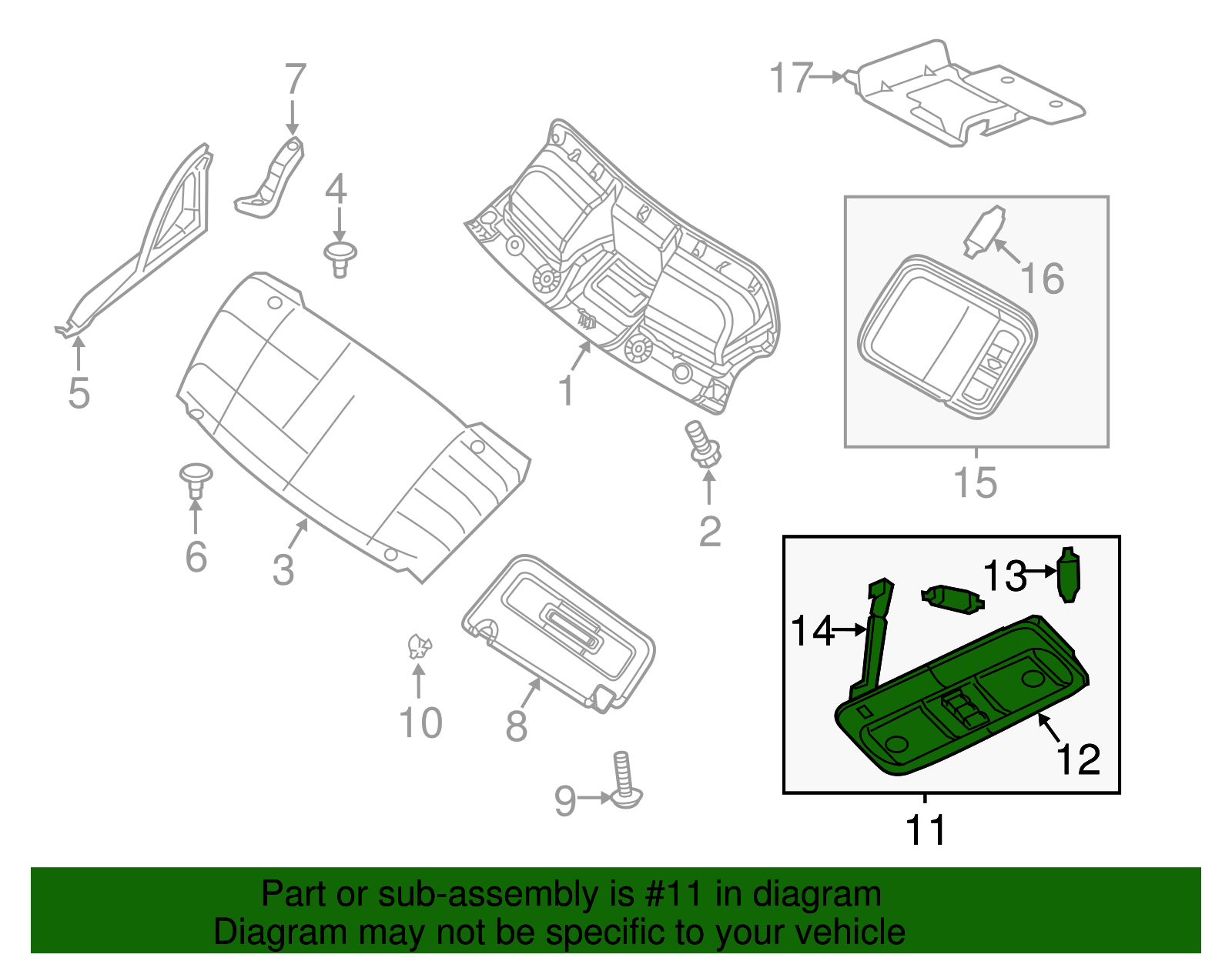 2012-2017 Nissan Map Lamp Assembly 26460-1PA0A | Scott Evans Nissan Parts