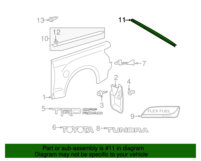 65717-0C051 - Tailgate Molding (Right) - 2007-2013 Toyota Tundra | OEM ...